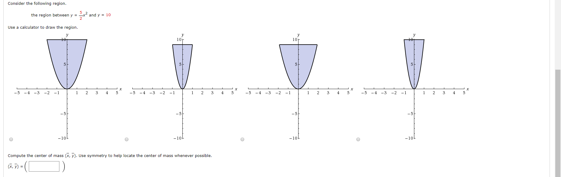 Solved Consider the following region. the region between y = | Chegg.com