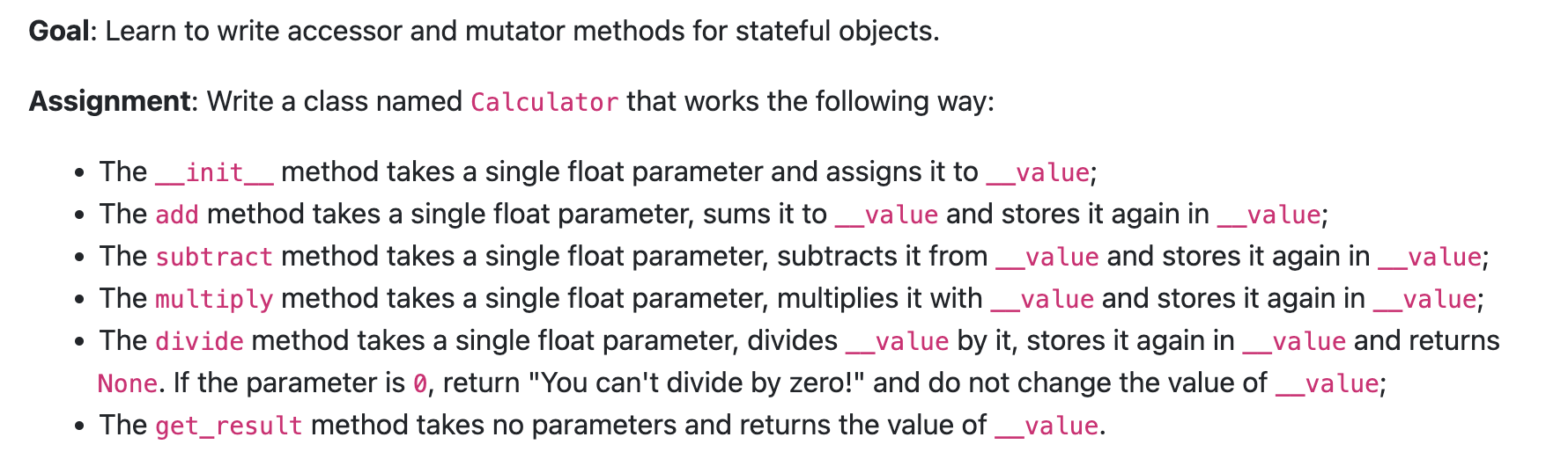 Solved Goal: Learn to write accessor and mutator methods for | Chegg.com Solved Goal: Learn to write accessor and mutator methods for | Chegg.com