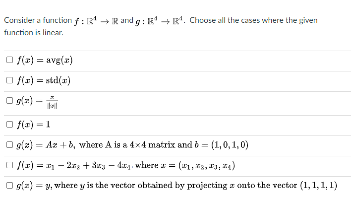Solved Consider a function f : R4 → Randg: R4 + R4. Choose | Chegg.com