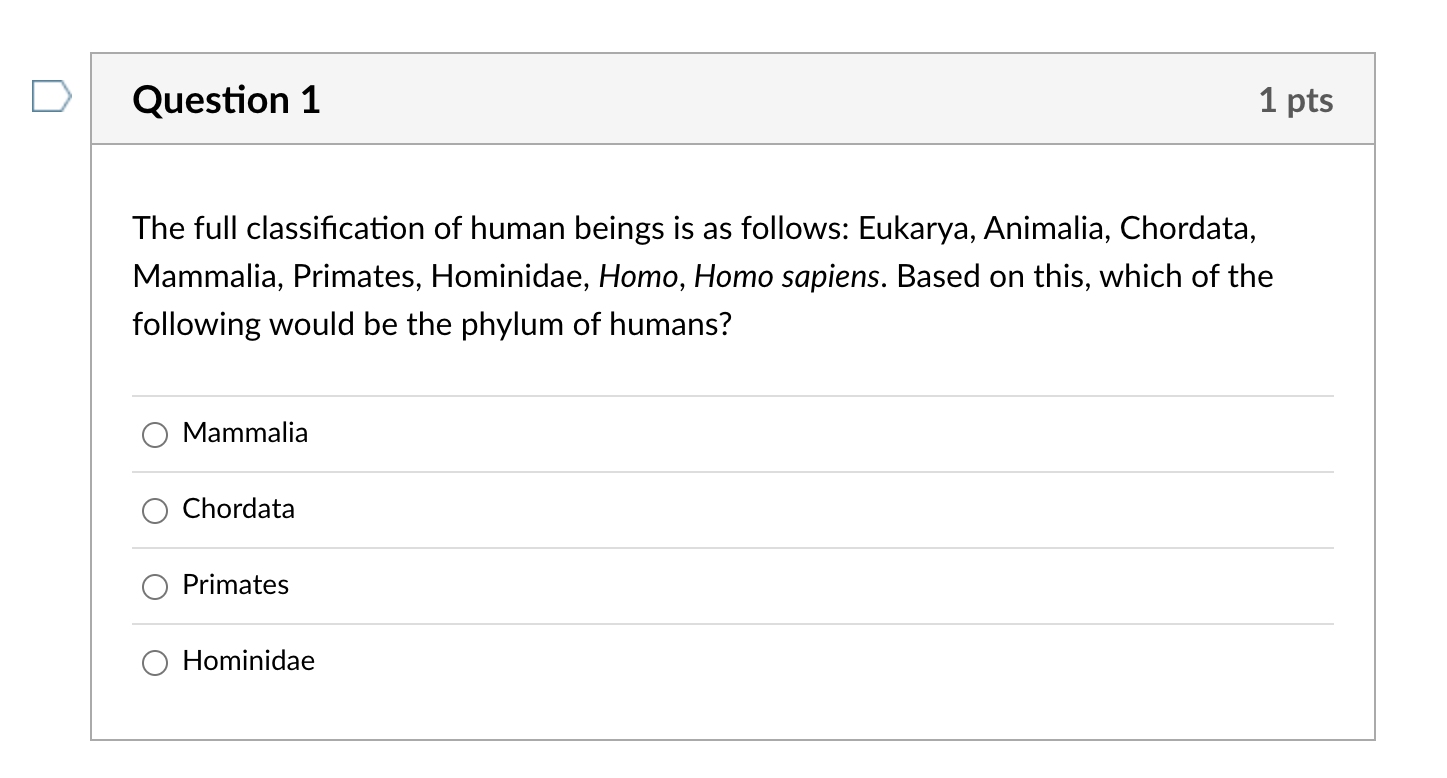 Solved The full classification of human beings is as | Chegg.com