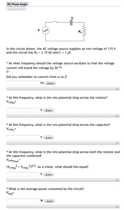 Solved RC Phase Angle R1 In the circuit shown, the AC | Chegg.com