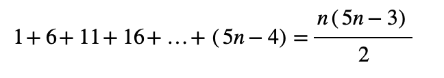 Solved 1+6+11+16+…+(5n−4)=2n(5n−3) | Chegg.com