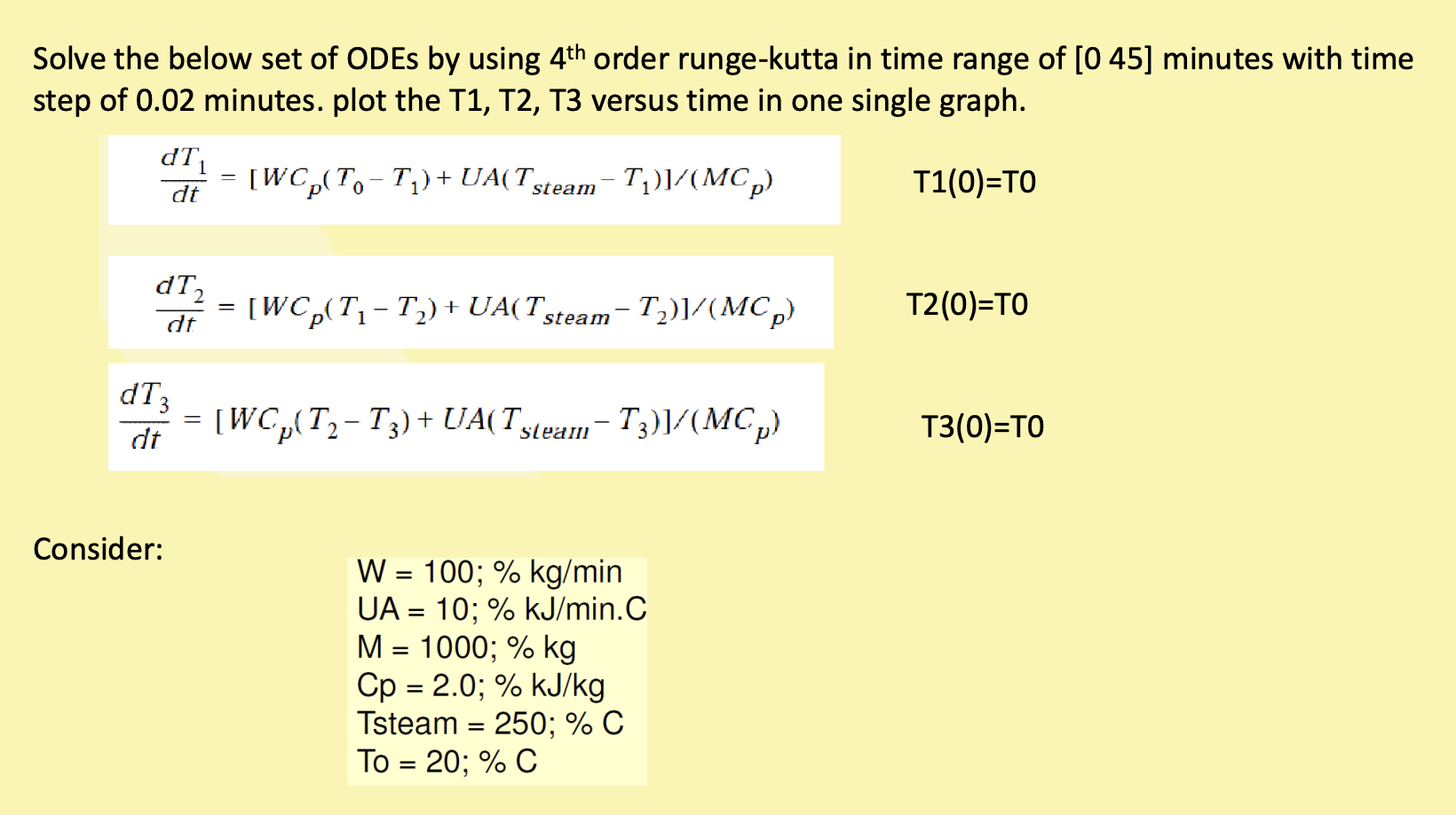 Solved Solve the below set of ODEs by using 4th order | Chegg.com