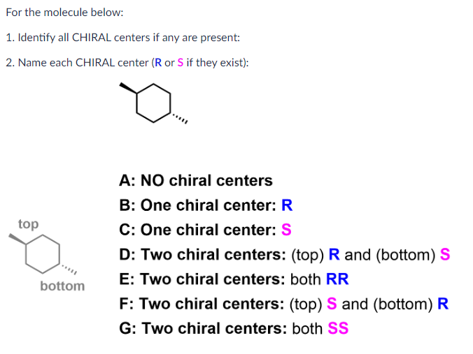 Solved For the molecule below: 1. Identify all CHIRAL | Chegg.com