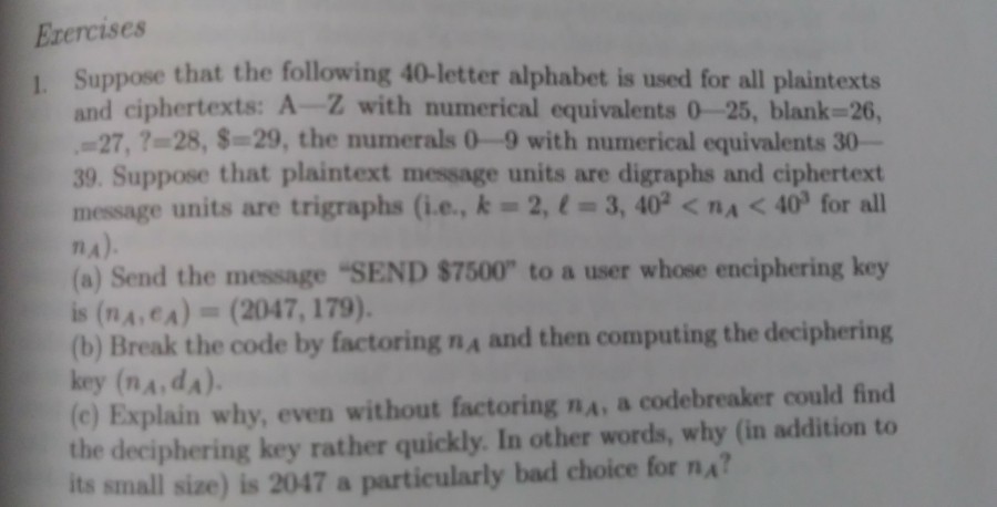 Solved Ezercises 1 Suppose that the following 40-letter | Chegg.com