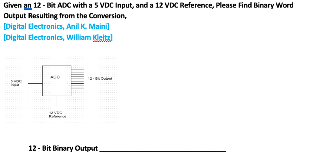Solved a 12 vDC Reference, Please Given an 12 - Bit ADC with | Chegg.com