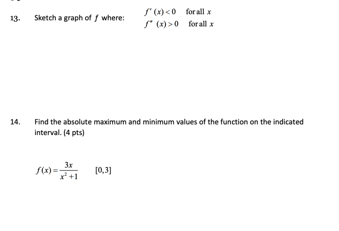 Solved f′(x) 0 for all x for all x 4. Find the | Chegg.com