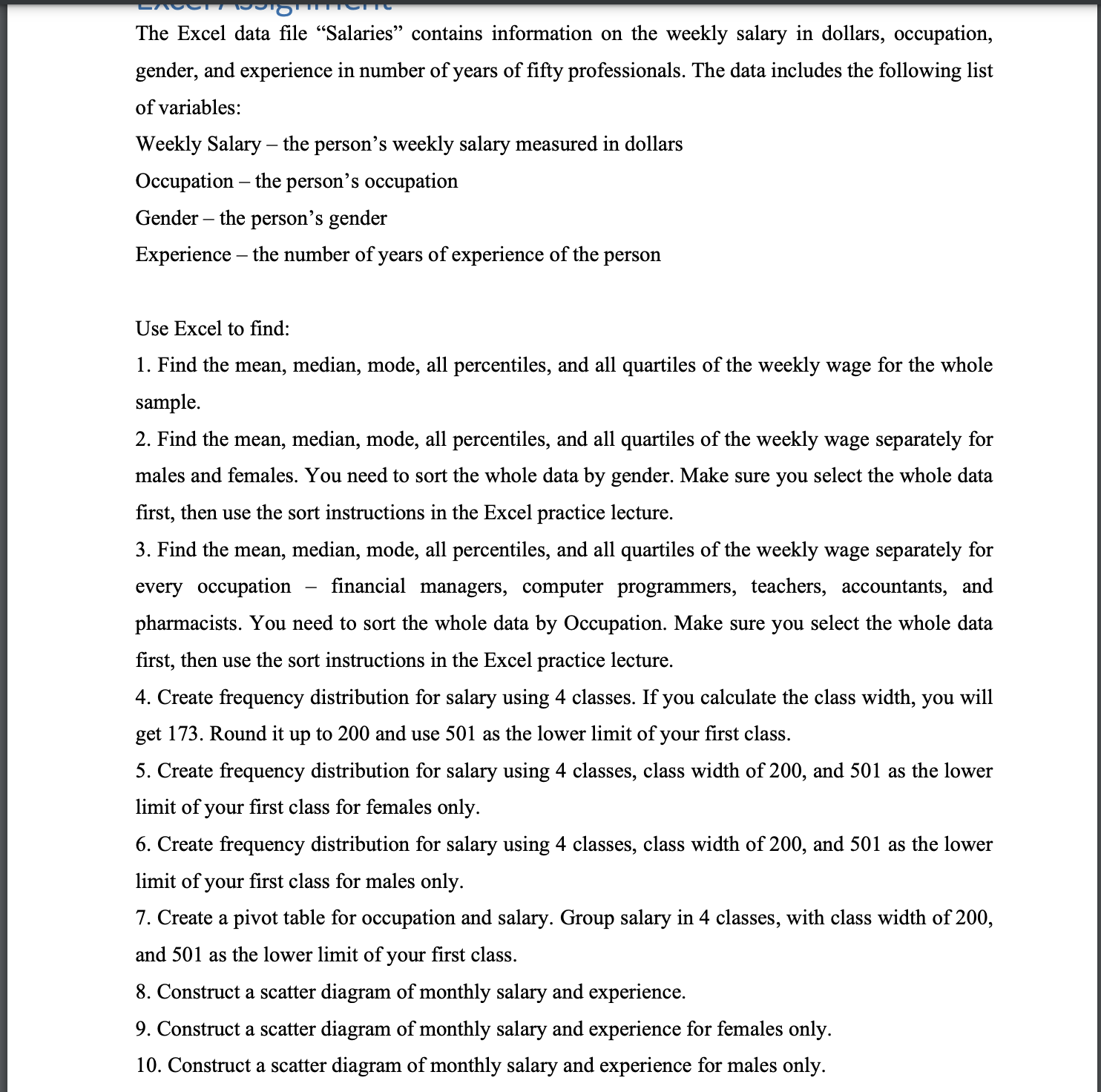 Solved The Excel data file "Salaries" contains information | Chegg.com