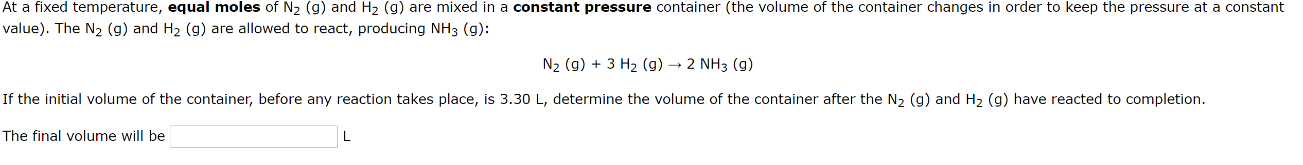 Solved At a fixed temperature, equal moles of N2 (g) and H2 | Chegg.com