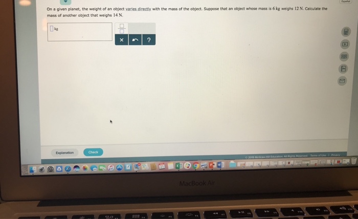 Solved On a given planet, the weight of an object varies | Chegg.com