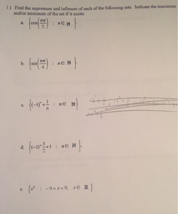 Solved Find the supremum and infimum of each of the | Chegg.com