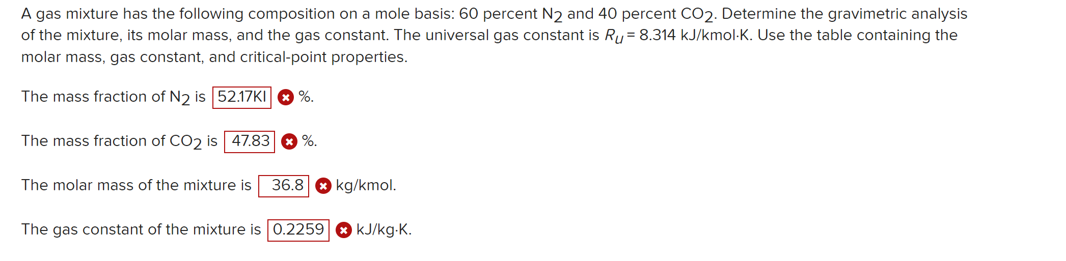 Solved A gas mixture has the following composition on a mole | Chegg.com