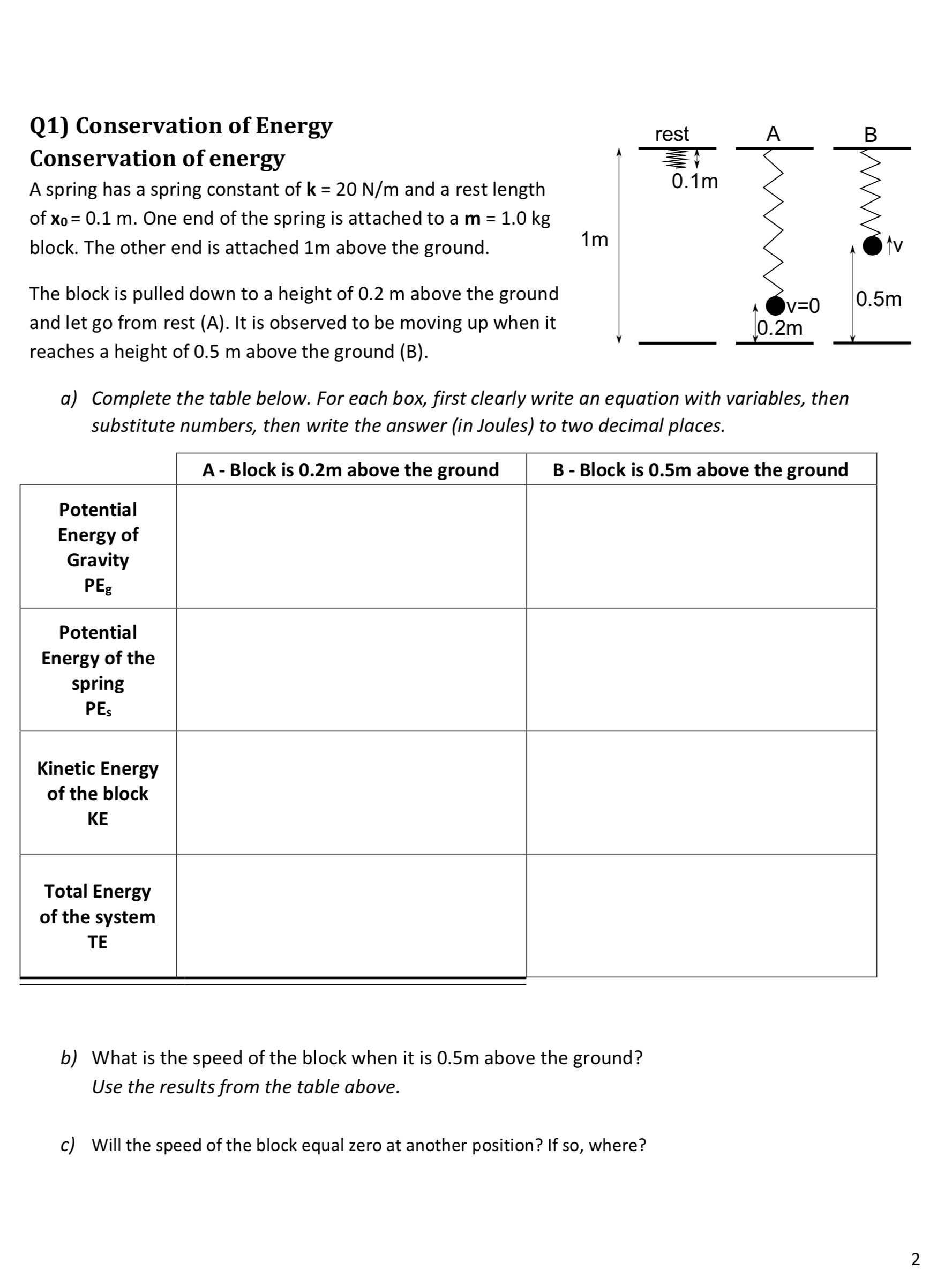 Solved Q1) Conservation of Energy Conservation of energy A | Chegg.com