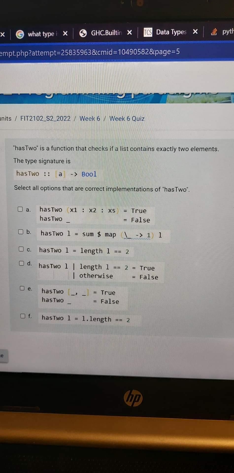 Solved "hasTwo" is a function that checks if a list contains | Chegg.com
