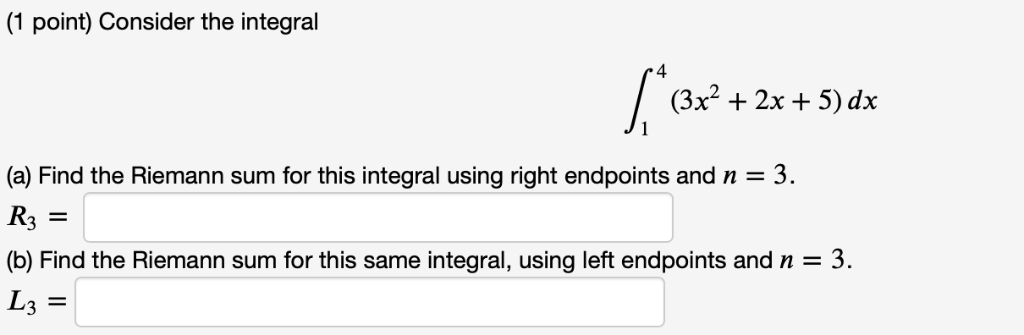 Solved Find the Riemann sum for this integral using right | Chegg.com