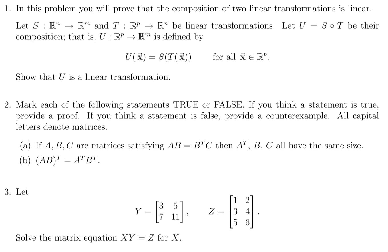 Solved 1 In This Problem You Will Prove That The