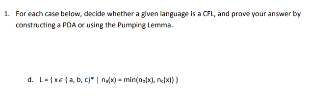 Solved For each case below, decide whether a given language | Chegg.com