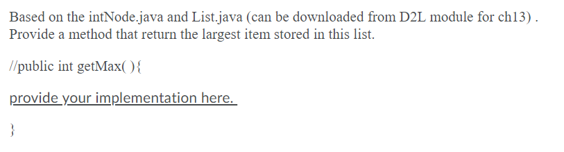 Solved Based on the intNode.java and List.java (can be | Chegg.com