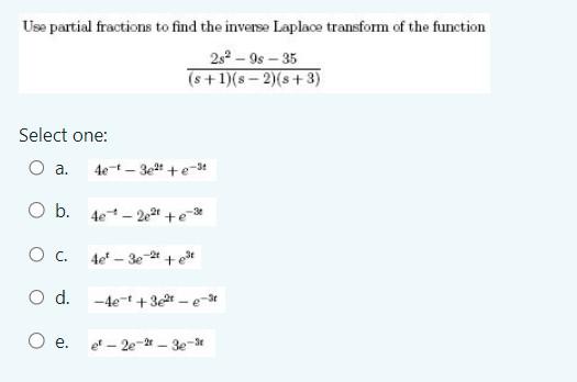 Solved Use partial fractions to find the inverse Laplace | Chegg.com