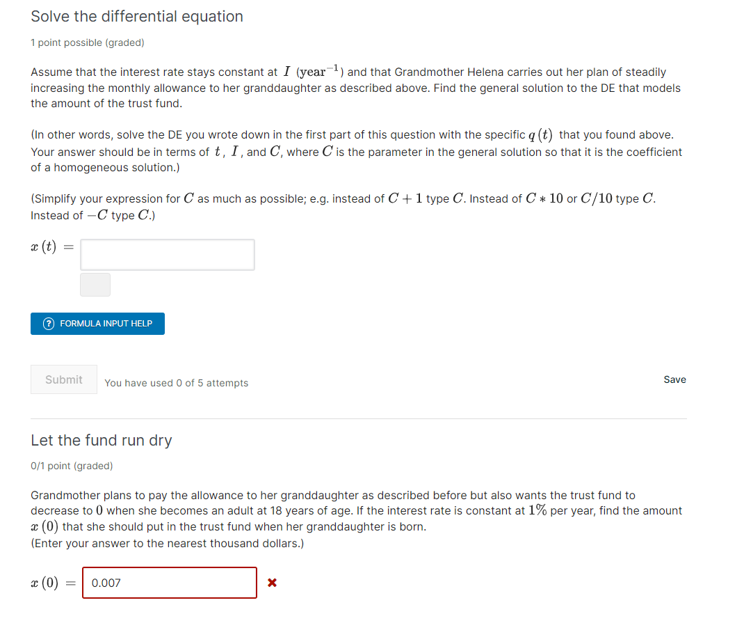 Solve the differential equation 1 point possible | Chegg.com