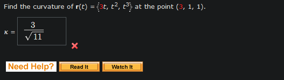 Solved Find The Curvature Of R T 3t T2 T3 At The Point