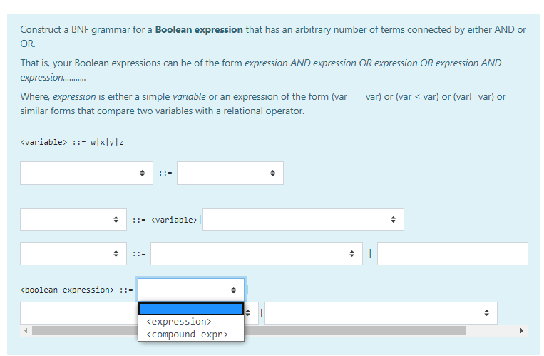 Solved Construct a BNF grammar for a Boolean expression that | Chegg.com