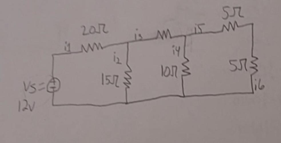 Solved Find the currents for, i1, i2, i3, i4, i5, i6. | Chegg.com