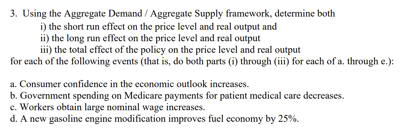 Solved 3. Using the Aggregate Demand / Aggregate Supply | Chegg.com