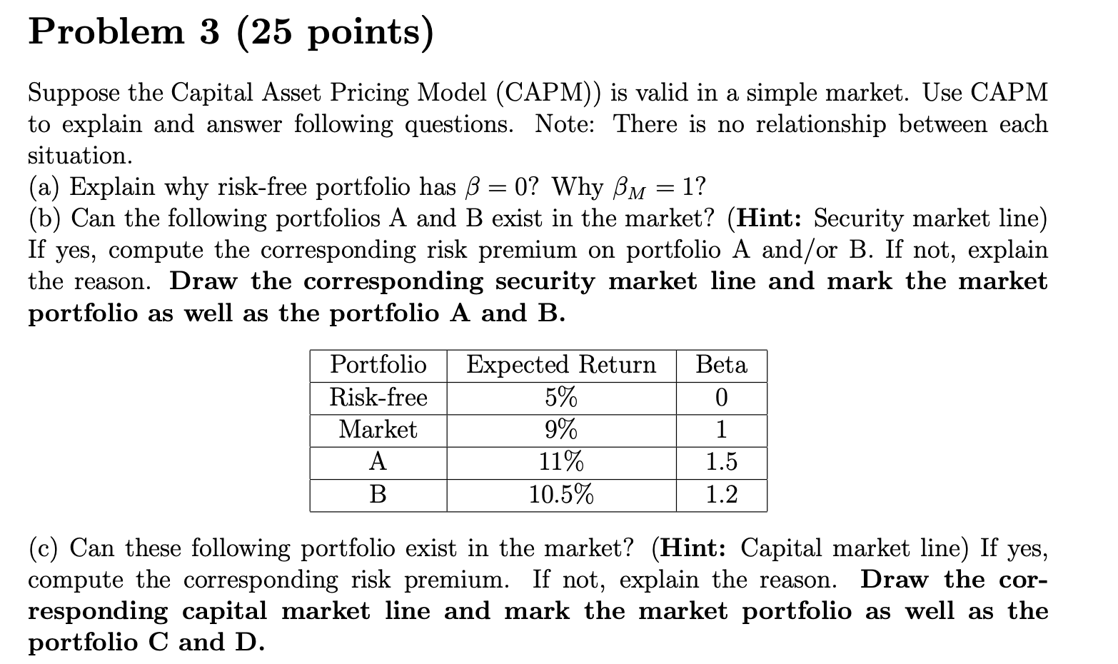 Problem 3 (25 points) = Suppose the Capital Asset | Chegg.com
