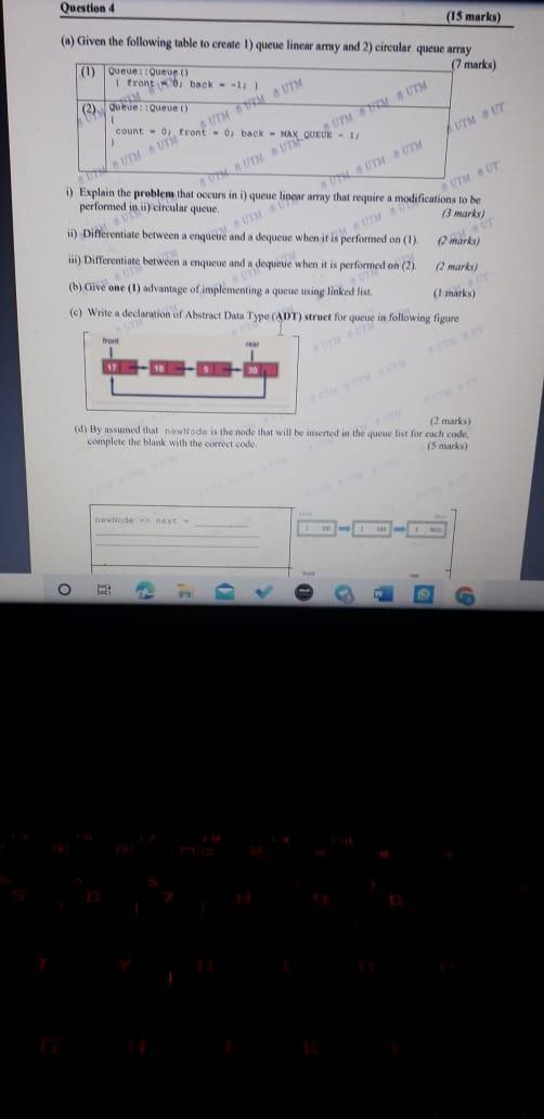 Solved Question 4 (15 marks) (a) Given the following table | Chegg.com