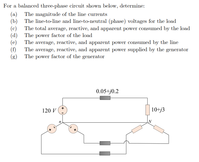 Solved For a balanced three-phase circuit shown below, | Chegg.com