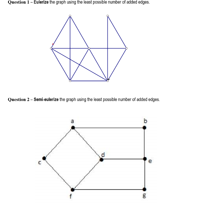 Solved Question 1 Eulerize The Graph Using The Least 