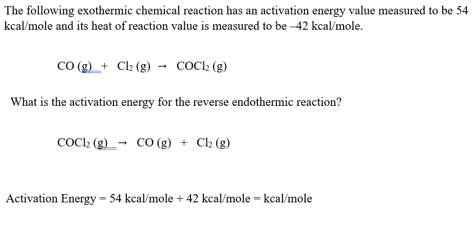 Solved The following exothermic chemical reaction has an | Chegg.com