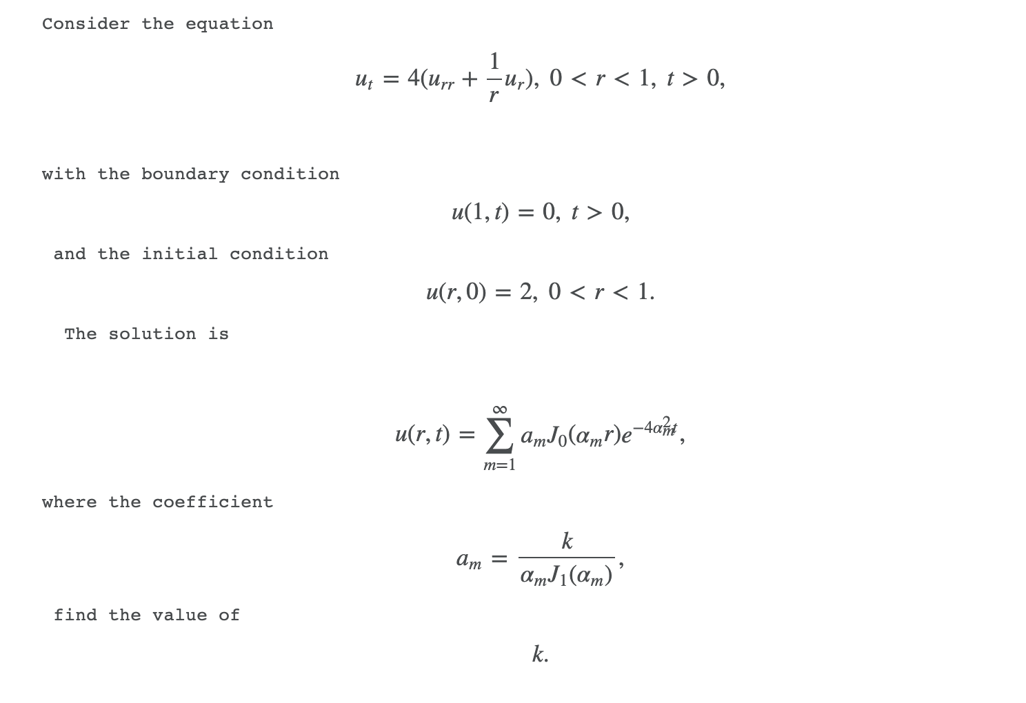 Solved Consider the equation Uz = 4(urr + = us), O - ur), 0 | Chegg.com