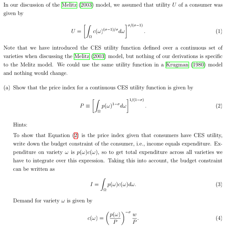 In our discussion of the Melitz (2003) model, we | Chegg.com