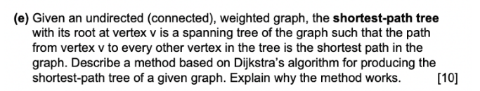 Solved (e) Given an undirected (connected), weighted graph, | Chegg.com