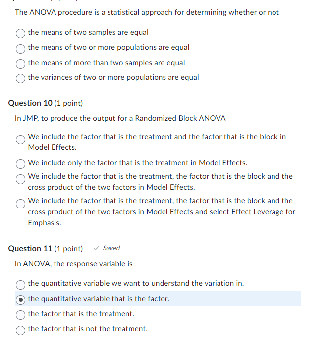 Solved The ANOVA procedure is a statistical approach for | Chegg.com