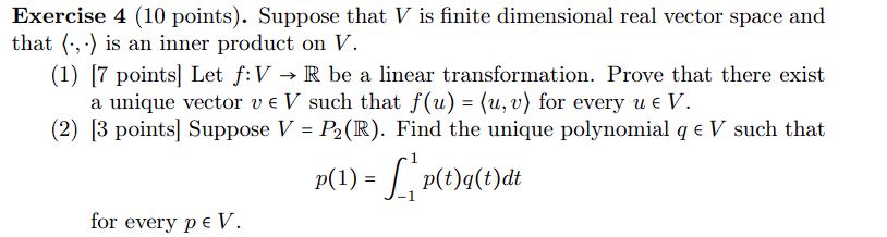 Solved Exercise 4 10 Points Suppose That V Is Finite