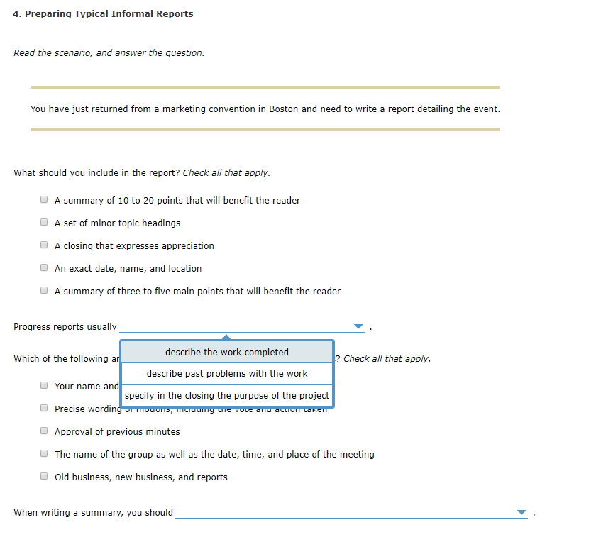 Solved 4. Preparing Typical Informal Reports Read the | Chegg.com