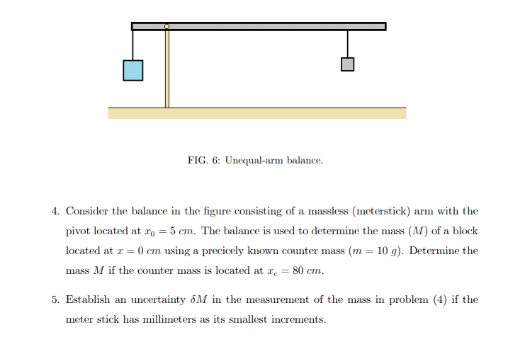Solved FIG. 6: Unequal-arm balance. 4. Consider the balance | Chegg.com