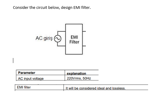 Solved Consider the circuit below, design EMI filter. AC | Chegg.com