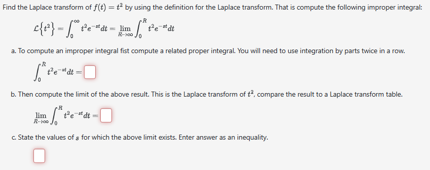 Solved Find the Laplace transform of f(t)=t2 ﻿by using the | Chegg.com