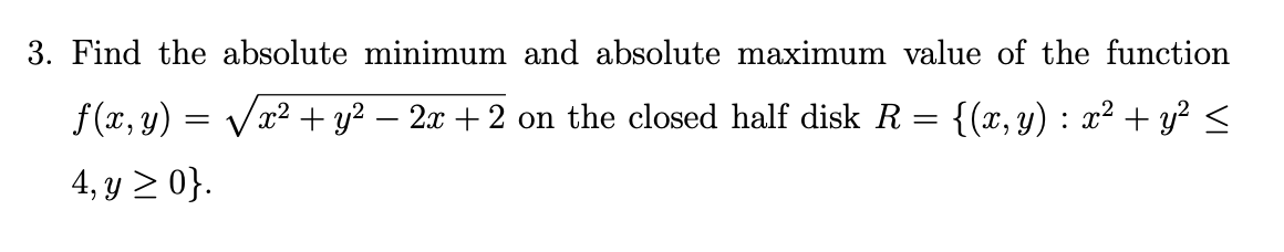 Solved Find the absolute minimum and absolute maximum value | Chegg.com
