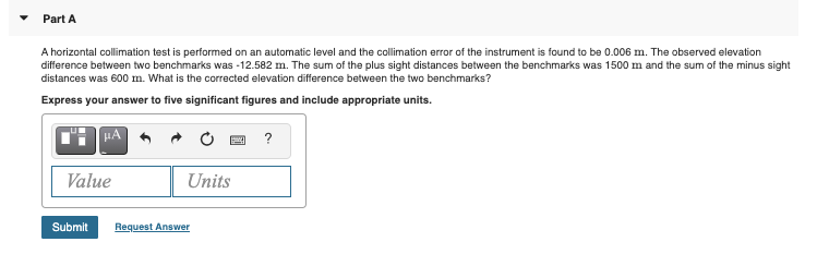 Solved Part A A horizontal collimation test is performed on | Chegg.com