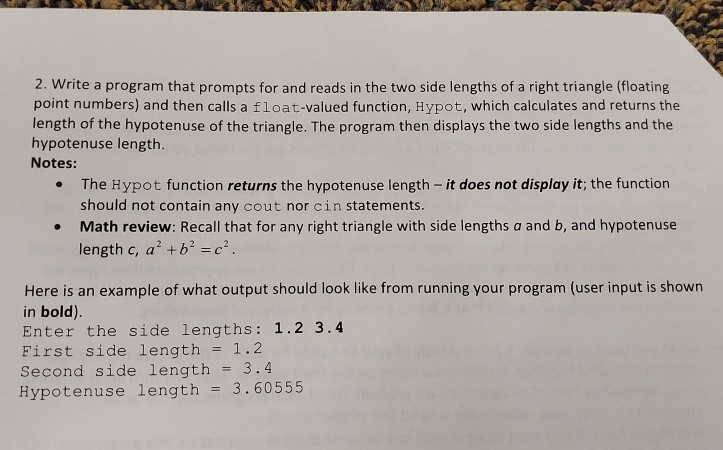 Solved 2. Write a program that prompts for and reads in the | Chegg.com