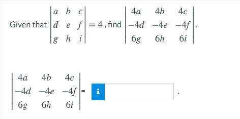 Solved a b c 4a 4b 4c Given that d e f = 4, find -4d-4e-4f | Chegg.com