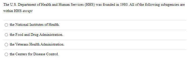 Solved The U.S. Department of Health and Human Services | Chegg.com