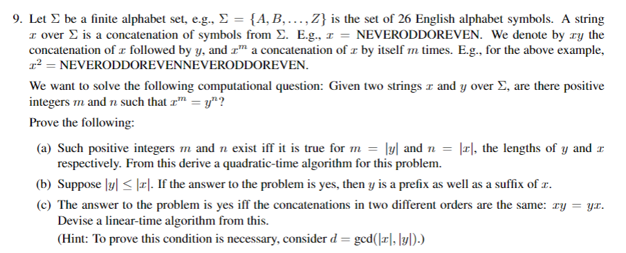 Solved 9. Let be a finite alphabet set, e.g., E = {A, B, | Chegg.com