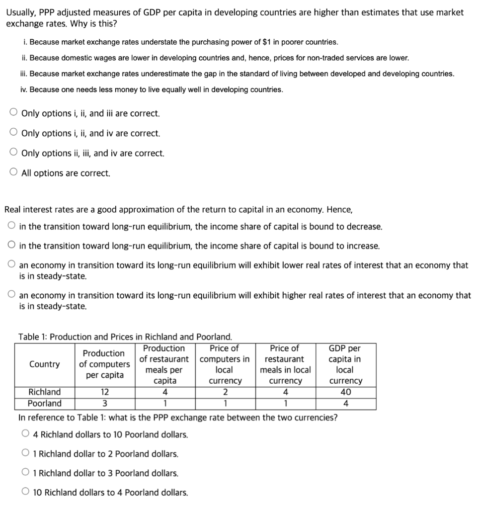 Solved Usually, PPP adjusted measures of GDP per capita in | Chegg.com