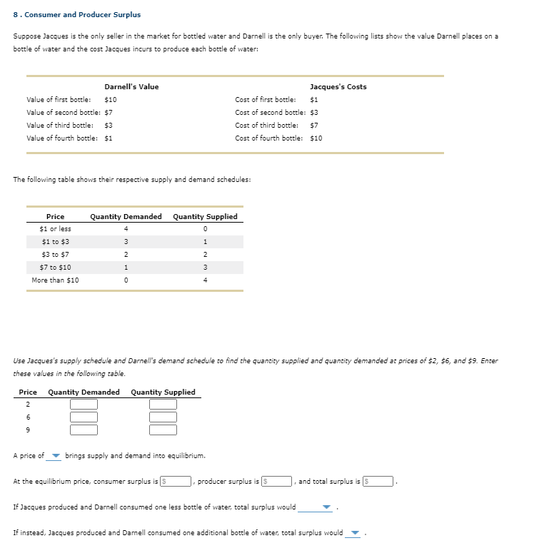 Solved 8. Consumer and Producer Surplus Suppose Jacques is | Chegg.com